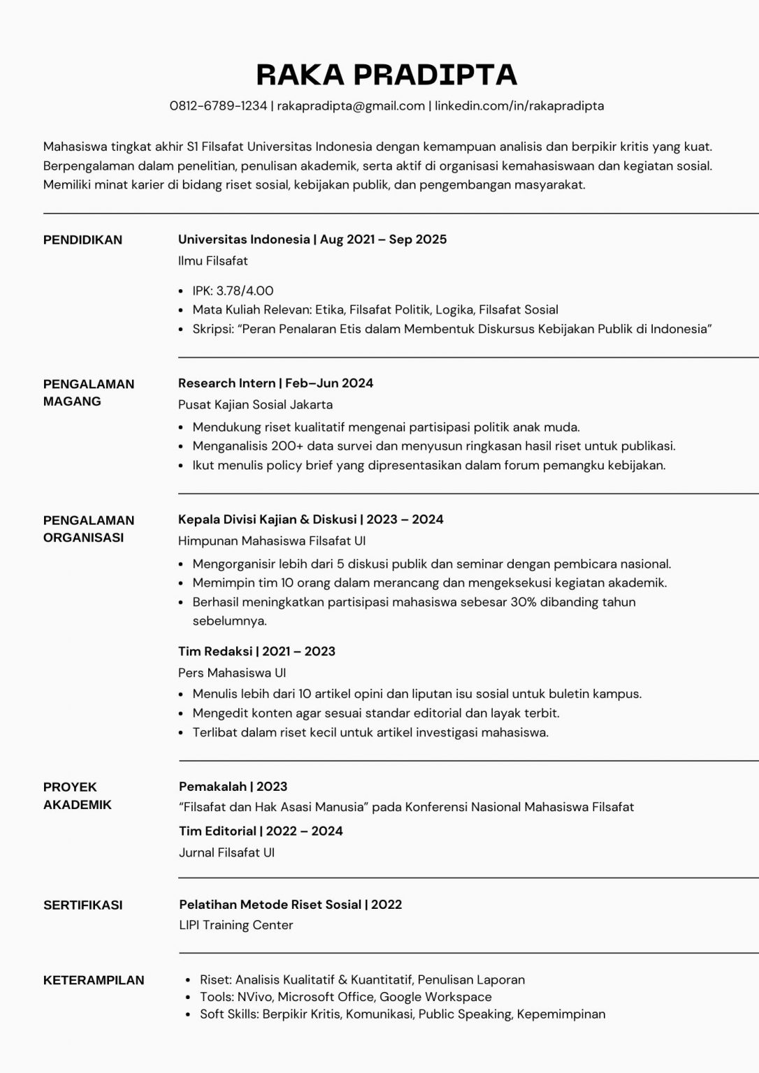 Cara Buat CV Fresh Graduate Tanpa Pengalaman + Contoh Terbaru